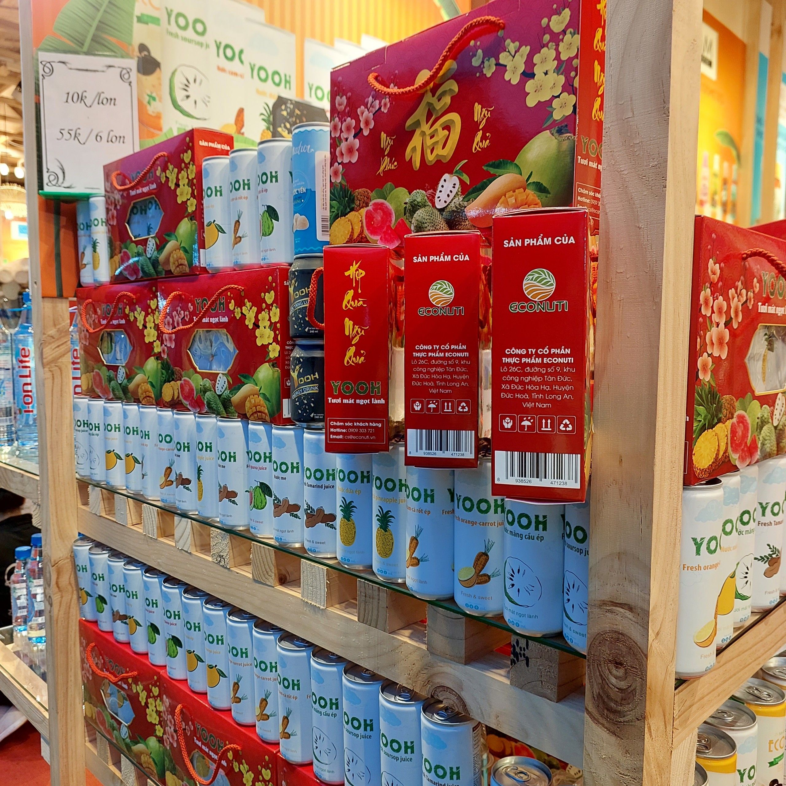 Hộp quà Tết nước ép trái cây YOOH ngũ phúc ngũ quả (5 lon/hộp) giá sỉ, giá bán buôn - Thị Trường Sỉ